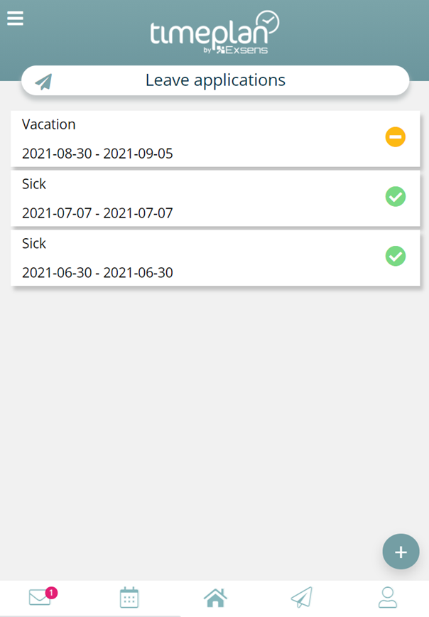 Leave application in the Timeplan app